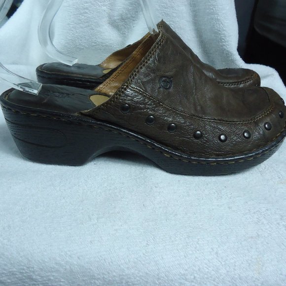 Born | Shoes | Born Marley Brown Leather Studded Clogs Size 9 | Poshmark